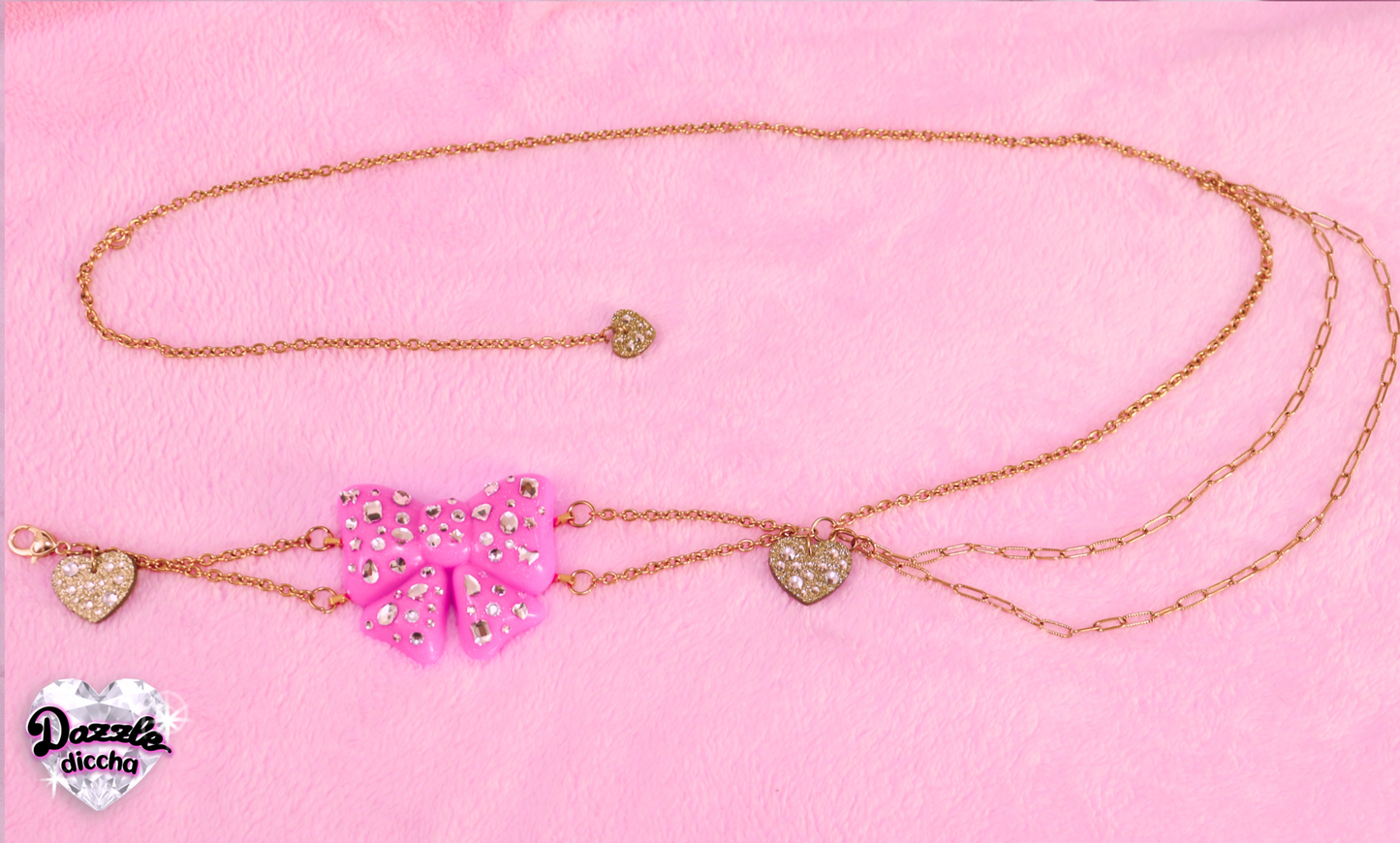 sparkle bow chain belt - hot pink ⭑ – dazzle diccha